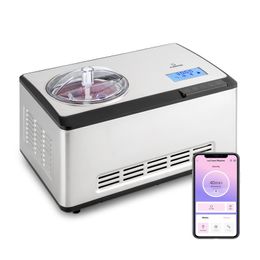Klarstein Dolce Bacio Smart Eiscremebereiter Yogurtmaker Kompressor 2 Liter WiFi Touch Edelstahl