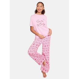 Friends Like These Pyjama Damen Gr&ouml;&szlig;e XL rosa / dunkelpink / wei&szlig; Winterkleid