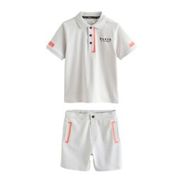 Baker By Ted Baker Set: Poloshirt und Shorts Jungen Gr&ouml;&szlig;e 110 hellgrau / orange