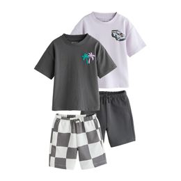 next Set: T-Shirt und Shorts Jungen Gr&ouml;&szlig;e 68 azur / dunkelgrau / lavendel / wei&szlig;