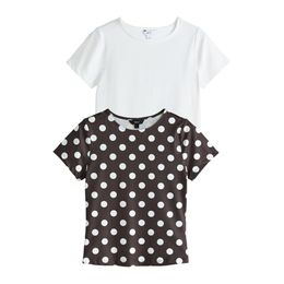next T-Shirt Damen Gr&ouml;&szlig;e 5XL dunkelbraun / wei&szlig;