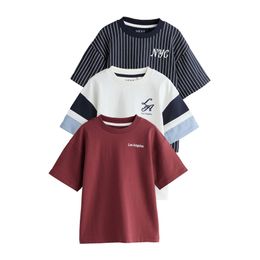 next T-Shirt Jungen Gr&ouml;&szlig;e 170 pastellblau / bordeaux / schwarz / wei&szlig;