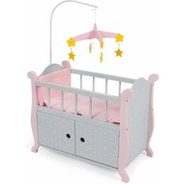 Bayer Chic 2000 CHIC2000 Kinder Puppenbett "Puntos Grey", grau, Holzwerkstoff, MDF, B:31cm H:78cm T:31cm, Puppenm&ouml;bel, aus Holz mit Mobile