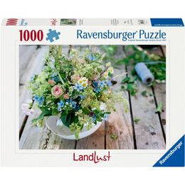 Ravensburger Kinder Puzzle "Sommerlicher Wiesenstrau&szlig; mit Himmelblauem S&uuml;dstern", bunt, Pappe, B:70cm H:50cm, Puzzles, Made in Germany