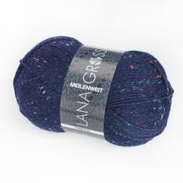 Sockenwolle Meilenweit 100 Tweed von Lana Grossa, Marine, aus Schurwolle