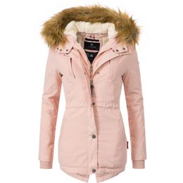 Marikoo Damen Wintermantel "Akira", rosa, Gr. XL, kontrastfarbene Details, Obermaterial: 90% Polyester, 10% Nylon; Futter: 100% Polyester;