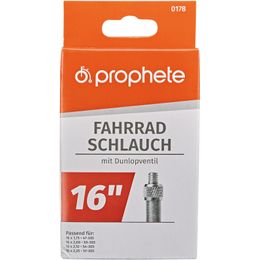 Prophete Fahrradschlauch "Fahrradschlauch", 48mm, Dunlopventil (DV), 16 Zoll (40,64cm), schwarz, Fahrradschl&auml;uche