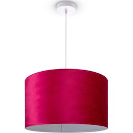 Paco Home Pendelleuchte "Hugo uni Color", &Oslash; 45,5cm H: 28cm, rot, Esszimmer, Leuchten, Wohnzimmer Lampenschirm aus Velour Unifarben Deko E27 Kabel 1,5m