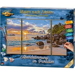 Schipper Kinder Malen nach Zahlen "Meisterklasse Triptychon - Abendstimmung im Paradies", bunt, B:52cm H:41cm, Malvorlagen, Made in Germany