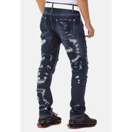 Cipo & Baxx CIPO & BAXX Herren 5-Pocket-Jeans "Jeans", blau, Basic, Gr. 30, unifarben, 100% Baumwolle, Jeans, Jeans im Destroyed Look