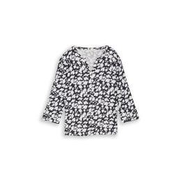 Tom Tailor Damen Langarmshirt mit Muster, blau, Gemustert, Gr. XL