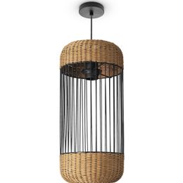 Paco Home Pendelleuchte "PUSTA", &Oslash; 19cm H: 40cm, schwarz, Esszimmer, Leuchten, Rattan Esszimmer Lampe Pendelleuchte Boho Zylinder Rustikal E27