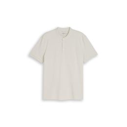 Tom Tailor Denim Herren Piqu&eacute; Poloshirt mit Stehkragen, wei&szlig;, Uni, Gr. XL