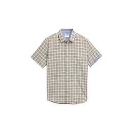 Tom Tailor Herren Regular Fit Kurzarmhemd mit Karomuster, gr&uuml;n, Kariert, Gr. XL