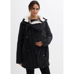 bonprix 3-in-1 kuschelig gef&uuml;tterte Umstands- und Tragejacke, schwarz, Gr.42, Kuschelige Umstandsjacke mit Teddyfutter f&uuml;r die Schwangerschaft und danach
