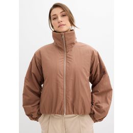 bonprix Wasserabweisender Blouson Bubble-Saum, braun, Gr.48, Blouson mit Bubble-Saum, wasserabweisend