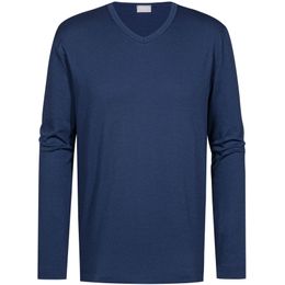 Mey Herren Langarmshirt "Solid Night", Gr. XXL, blau, Jersey, Obermaterial: 100% Baumwolle, Shirts, T-Shirt aus Interlock-Jersey