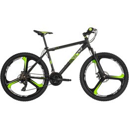 WYLD Mountainbike "Mountainbike Hardtail 26'' Sharp Schwarz-Gr&uuml;n 21 G&auml;nge RH 46 bzw. 51cm", 51cm, 26 Zoll (66,04cm) hinten: 26 Zoll (66,04cm),