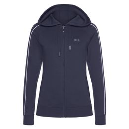 H.I.S. H.I.S Damen Kapuzensweatjacke, Gr. 32, blau, Interlock, Obermaterial: 60% Baumwolle, 40% Polyester, unifarben, Basic, Sweatjacken, mit Piping an den