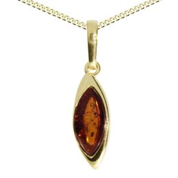 OSTSEE-SCHMUCK Damen Kette mit Anh&auml;nger "- Tonje - Silber 925/000, vergoldet - Bernstein", 45, Silber 925 (Sterlingsilber), gold, Silber 925