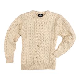 Aran Woollen Mills Merino-Aran-Pullover, Herren - 48 - Wollwei&szlig;, aus Schurwolle