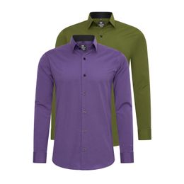 Rusty Neal Herren Langarmhemd, lila, Gr. XXL, unifarben, 60% Baumwolle, 37% Polyester, 3% Elasthan, Hemden, im Slim-Fit geschnitten