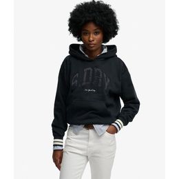 Superdry Damen Baumwolle Logo Druck Country Club Varsity Kapuzenpullover, Marineblau - Gr&ouml;&szlig;e: 44 210262250188698T025