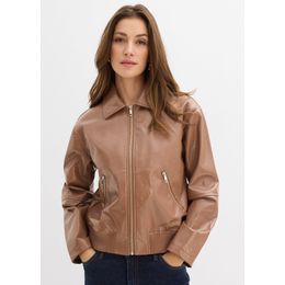 bonprix Kurze Lederimitat-Jacke, braun