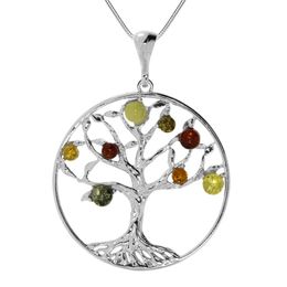 OSTSEE-SCHMUCK Damen Kette mit Anh&auml;nger "- Lebensbaum 35 mm - Silber 925/000 - Bernstein", 42, Silber 925 (Sterlingsilber), silber, Silber 925