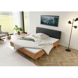 Bett Eiche 200x200x85 natur ge&ouml;lt, Kopfteil anthrazit FICHTELBERG #28