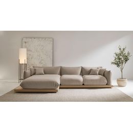 Ecksofa OTTO HOME "Kalix L-Form, 323 cm - OTTO. Verl&auml;ssliche Qualit&auml;t.", braun, B:323cm H:75cm T:165cm, Sofas, Ecksofa, Designsofa, auf Holzplateau, Strukturstoff, hoher Sitzkomfort, Topseller