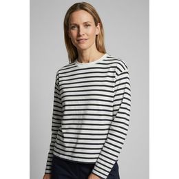 Marc O'Polo Longsleeve MARC O'POLO DENIM, Damen, Gr. XS, sanftes wei&szlig;, Jersey, Obermaterial: 100% Baumwolle, geringelt, regular fit normal, Rundhals, Shirts, regular fit, aus Heavy Slub Jersey, Rundhals