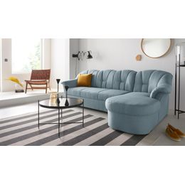 Ecksofa DOMO collection "Papenburg, zeitlose R&uuml;ckensteppung, elegante Formensprache, L-Form", blau (eisblau), B:235cm H:84cm T:140cm, Kunstleder SOFTLUX;Luxus-Microfaser (100% Polyester);Struktur ( 90% Polyester, 10% Polyacryl);Microfaser PRIMABELLE (100% Polyester), Sofas, Ecksofa, in gro&szlig;er Farbvielfalt, wahlweise mit Bettfunktion, Topseller
