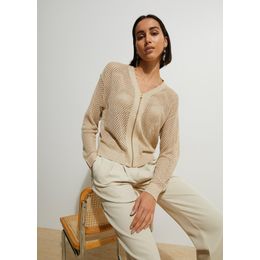 bonprix Strickjacke, beige, Gr.44/46 (L), elegante Kurz-Strickjacke mit Rei&szlig;verschluss vorne