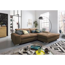 Ecksofa "SO 1200 inkl. Sitztiefen- & R&uuml;ckenverstellung f&uuml;r hohen Sitzkomfort", braun (nussbraun gdu 24), B:276cm H:89cm T:198cm, 100% Polyester, SET ONE BY Musterring, Sofas, Ecksofa, wahlweise mit Bettfunktion und Stauraum, L-Form, auch in Cord Bezug, Topseller