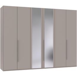 Dreht&uuml;renschrank wimex "London in den Breiten 180cm, 225cm und 270cm erh&auml;ltlich, inkl. Spiegel", saharagrau, griffe saharagrau, B:270cm H:208cm T:58cm, Holzwerkstoff, Schr&auml;nke, Dreht&uuml;renschrank, Kleiderschrank wahlweise mit Basic- o. Premium-Ausstattung erh&auml;ltlich