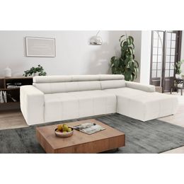 Ecksofa DOMO collection "Brandon gro&szlig;e Ausf&uuml;hrung B/T/H: 289/177/80 cm, auch in Leder und Cord", beige (elfenbein), B:285cm H:80cm T:175cm, Luxus-Microfaser in Antikleder-Optik (100% Polyester);Luxus-Microfaser (100% Polyester);Kunstleder SOFTLUX, Sofas, Ecksofa, mit Kopfteilverstellung, wahlweise Sitztiefenverstellung, L-Form