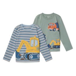 Tchibo - 2 Kinder-Langarmshirts mit Applikation - Jungen - Gr. 122/128 - blau