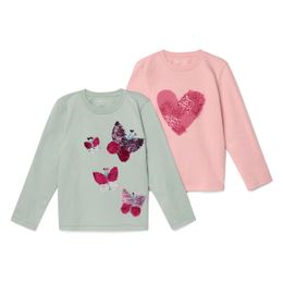 Tchibo - 2 Kinder-Langarmshirts mit Applikation - M&auml;dchen - Gr. 122/128 - hellrosa