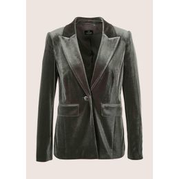 Madeleine Mode Jackenblazer MADELEINE "Samtblazer Eleganter Samtblazer mit breitem Revers", Damen, Gr. 34, grau (bleigrau), Obermaterial: 95% Polyester PES. 5% Elasthan EL., Blazer, Samt