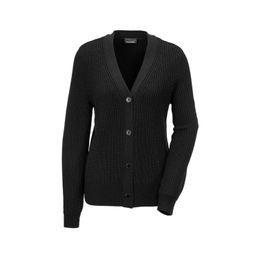 Strickjacke GOLDNER "Elegante Strickjacke mit V-Ausschnitt", Damen, Gr. 42, schwarz, Obermaterial: 70% Polyacryl PAN. 30% Schurwolle WV., V-Ausschnitt, Rippe, Strickjacken Strickjacke, Hochwertige Strickminderungen