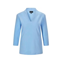 Kurzarmshirt GOLDNER "Kurzgr&ouml;&szlig;e Elegantes Basic-Shirt mit V-Ausschnitt", Damen, Gr. 24, blau (hellblau), Obermaterial: 100% Baumwolle CO., Modisch, V-Ausschnitt, Shirts, V-Ausschnitt