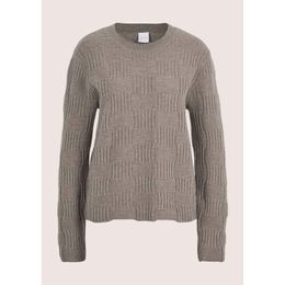 Madeleine Mode Longpullover MADELEINE "Kaschmirpullover Glamour&ouml;ser Stricksweater mit Rundhals", Damen, Gr. 44/46, silber (cappuccino, silberfarben), Obermaterial: 90% Kaschmir WS. 10% metallisierte Fasern MTF., Modern, Pullover Longpullover, Allover-Strickmuster