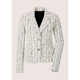 Madeleine Mode Jackenblazer MADELEINE "Blazer Tweed-Blazer mit Reverskragen", Damen, Gr. 36, schwarz (perlwei&szlig;, schwarz, melange), Obermaterial: 69% Polyester PES. 30% Baumwolle CO. 1% Elasthan EL., Modern, schmal, Blazer, Tweedblazer mit Glanzeffekt