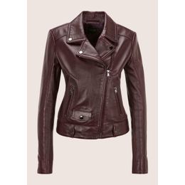Madeleine Mode Lederjacke MADELEINE "Lederjacke Verk&uuml;rzte, elegante Lammnappa-Jacke Langarm", Damen, Gr. 34, braun (portwein), Obermaterial: 100% Lammnappaleder LANA., Modern, Jacken, Lammnappaleder, Biker-Form