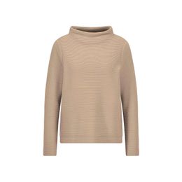 Rundhalspullover GOLDNER "Langarm Ottoman-Design, Turtleneck", Damen, Gr. 46, beige, Obermaterial: 47% Polyester PES. 47% Viskose CV. 6% Elasthan EL., Pullover Rundhalspullover, Turtleneck