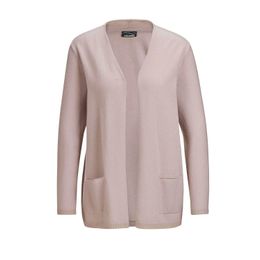 Strickjacke GOLDNER "Kurzgr&ouml;&szlig;e Cardigan in langer offener Form", Damen, Gr. 23, beige (sand), Obermaterial: 100% Kaschmir WS., figurumspielend, eng Rippe, Pullover Strickjacke, Aufwendig in Form gestrickt