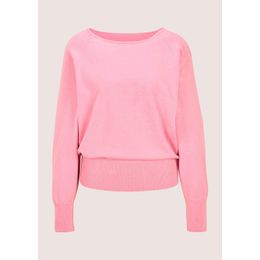 Madeleine Mode Longpullover MADELEINE "Pullover Basic Strickpullover mit Fledermaus&auml;rmeln", Damen, Gr. 40/42, rosa (himbeersorbet, melange), Obermaterial: 46% Modal CMD. 40% Polyacryl PAN. 14% Polyamid PA., Modern, figurumspielend, U-Boot-Ausschnitt, Pullover Longpullover