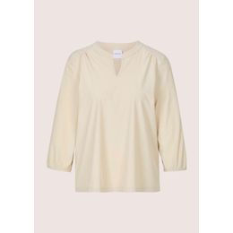 Madeleine Mode Kurzarmbluse MADELEINE "Jerseybluse Elegante Schlupfbluse mit V-Ausschnitt", Damen, Gr. 42, perlwei&szlig;, Obermaterial: 73% Polyamid PA. 27% Elasthan EL., Modern, gerade, V-Ausschnitt, Blusen, Bluse mit Rundhalsausschnitt und kleinem V-Ausschnitt
