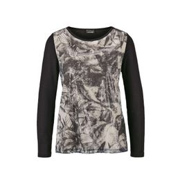 Kurzarmshirt GOLDNER "Kurzgr&ouml;&szlig;e Shirt", Damen, Gr. 21, schwarz (schwarz, gemustert), Obermaterial: 92% Viskose CV. 8% Elasthan EL., U-Boot-Ausschnitt, Sonstiges, Shirts, Pailletten